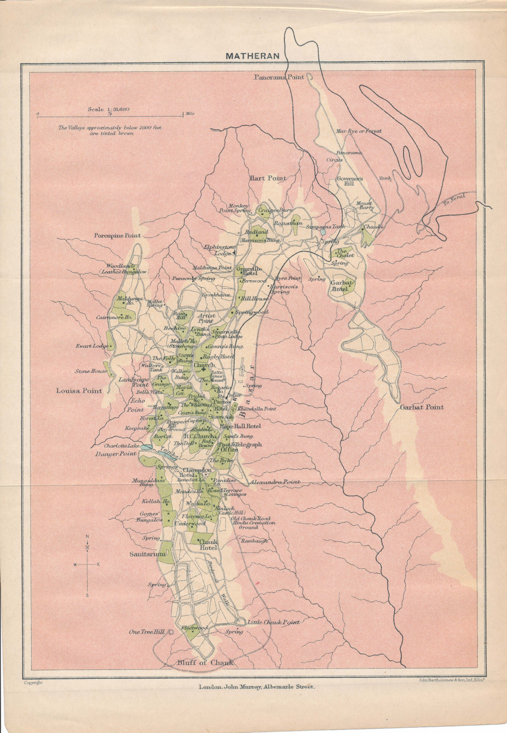 1924 Matheran India Antique Map - Etsy