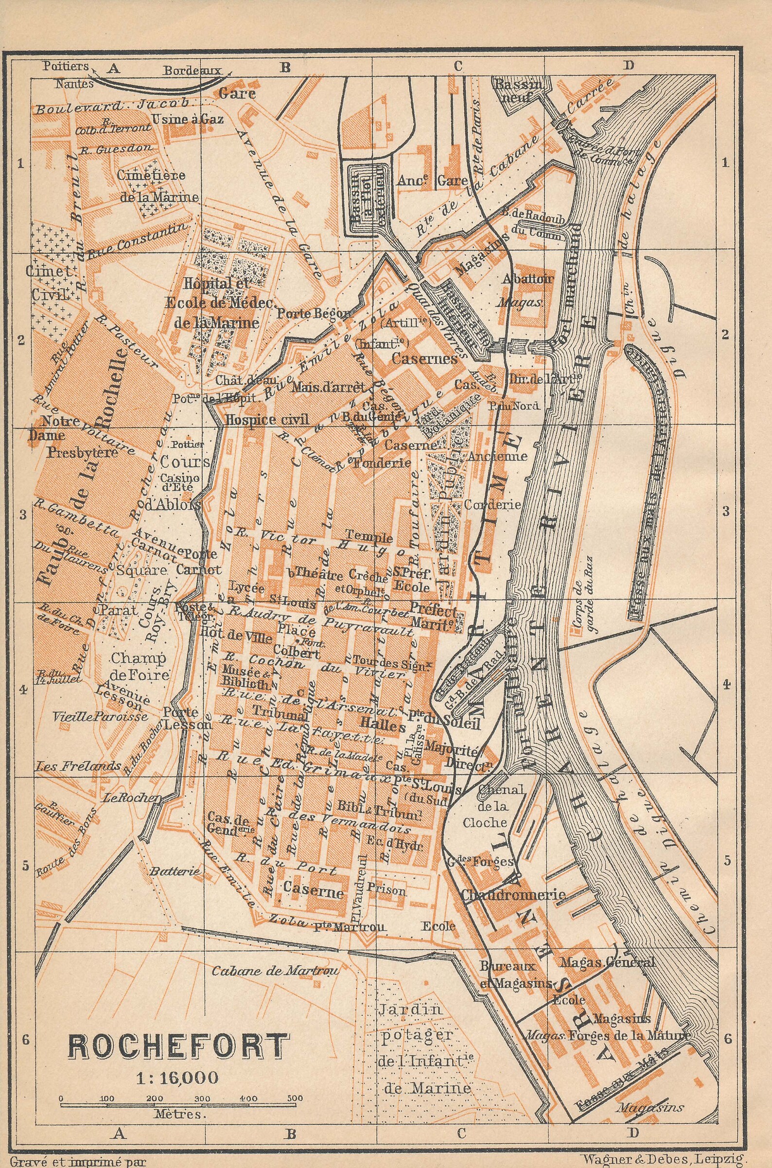 1914 Rochefort France Antique Map | Etsy