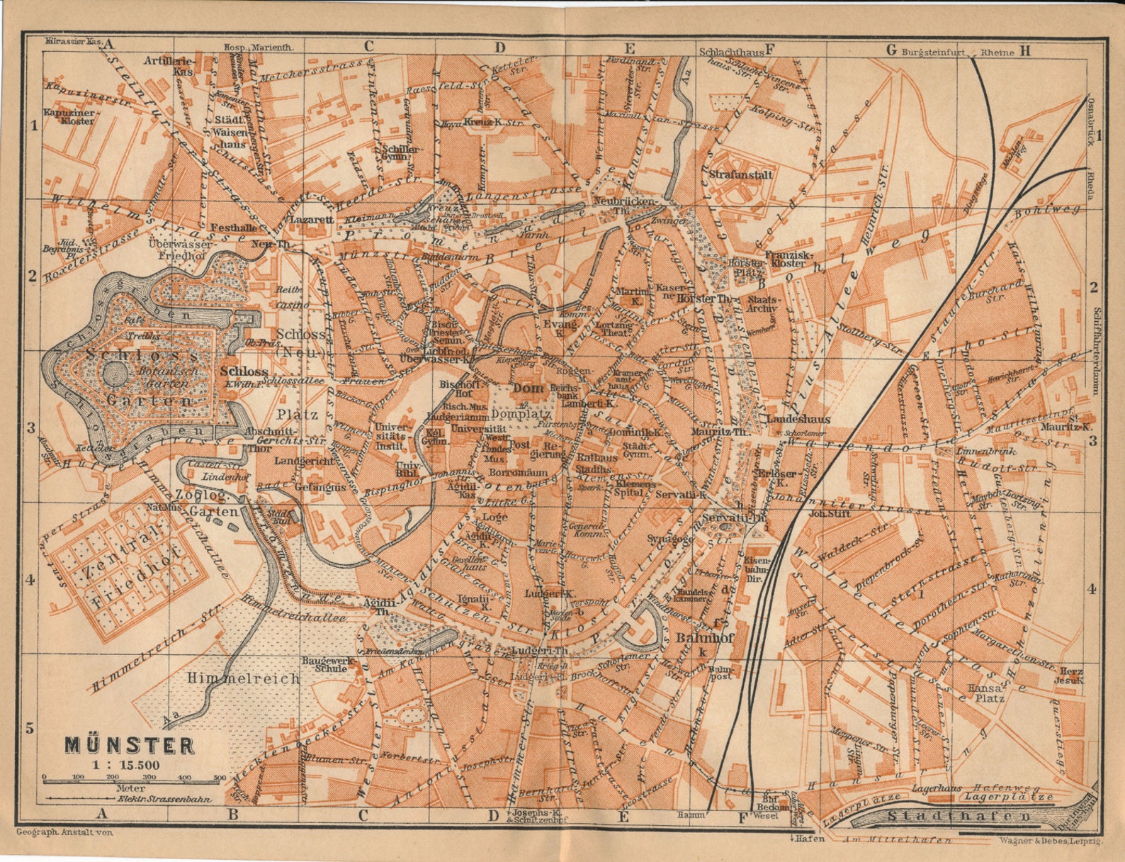 1910 Munster Germany Antique Map - Etsy