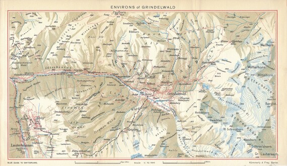 1948 Grindelwald Switzerland Vintage Map | Etsy