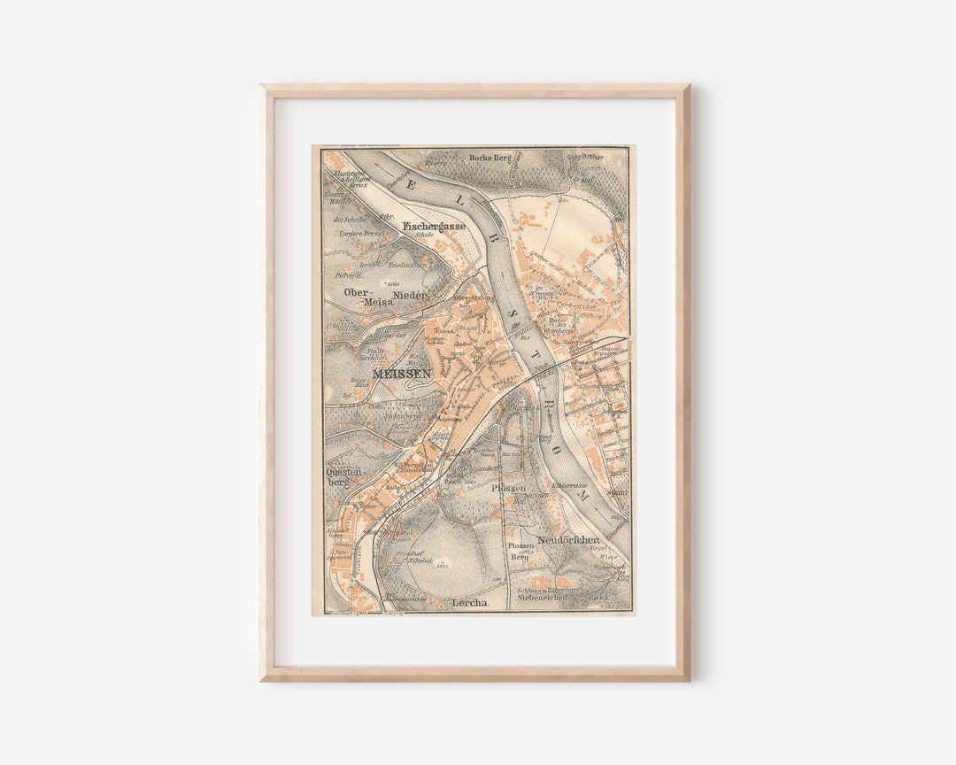 1913 Meissen Germany Antique Map - Etsy