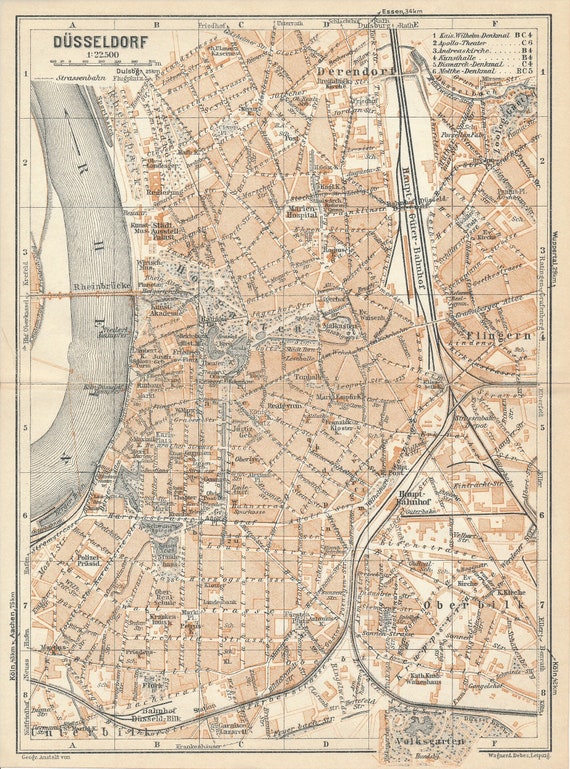 1931 Dusseldorf Germany Antique Map - Etsy