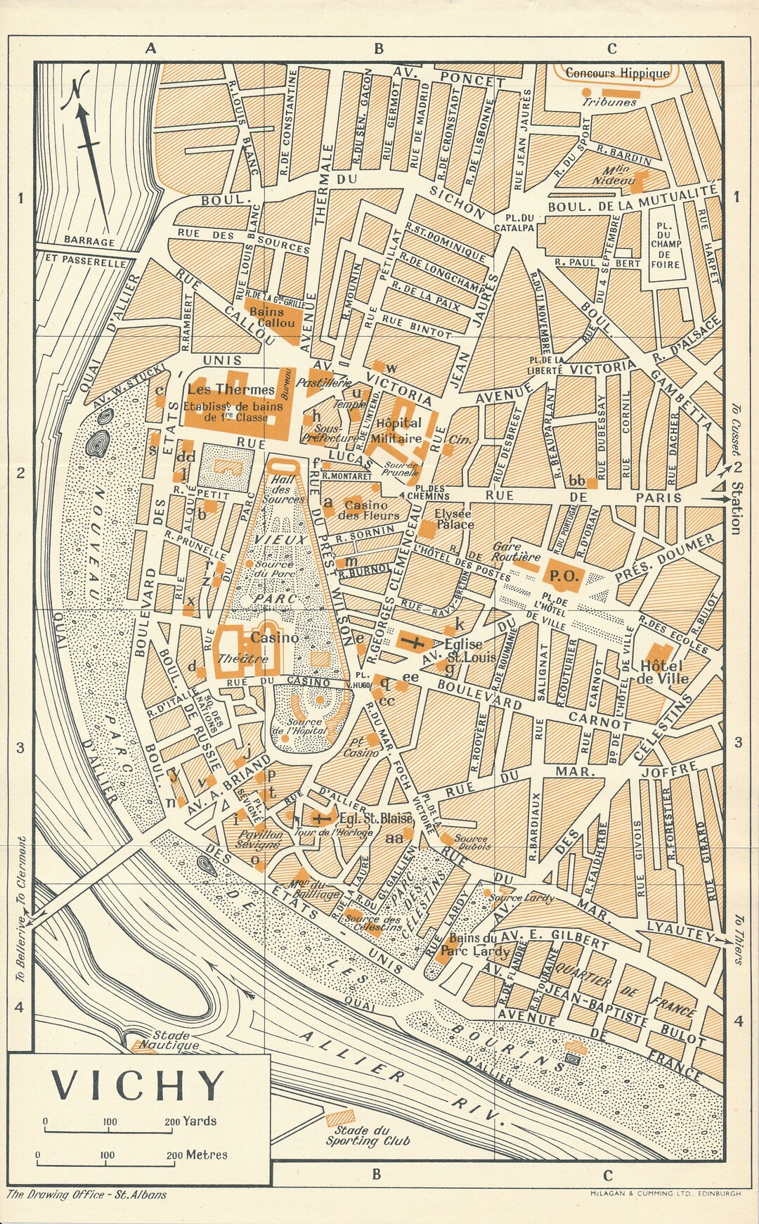 1954 Vichy France Vintage Map - Etsy