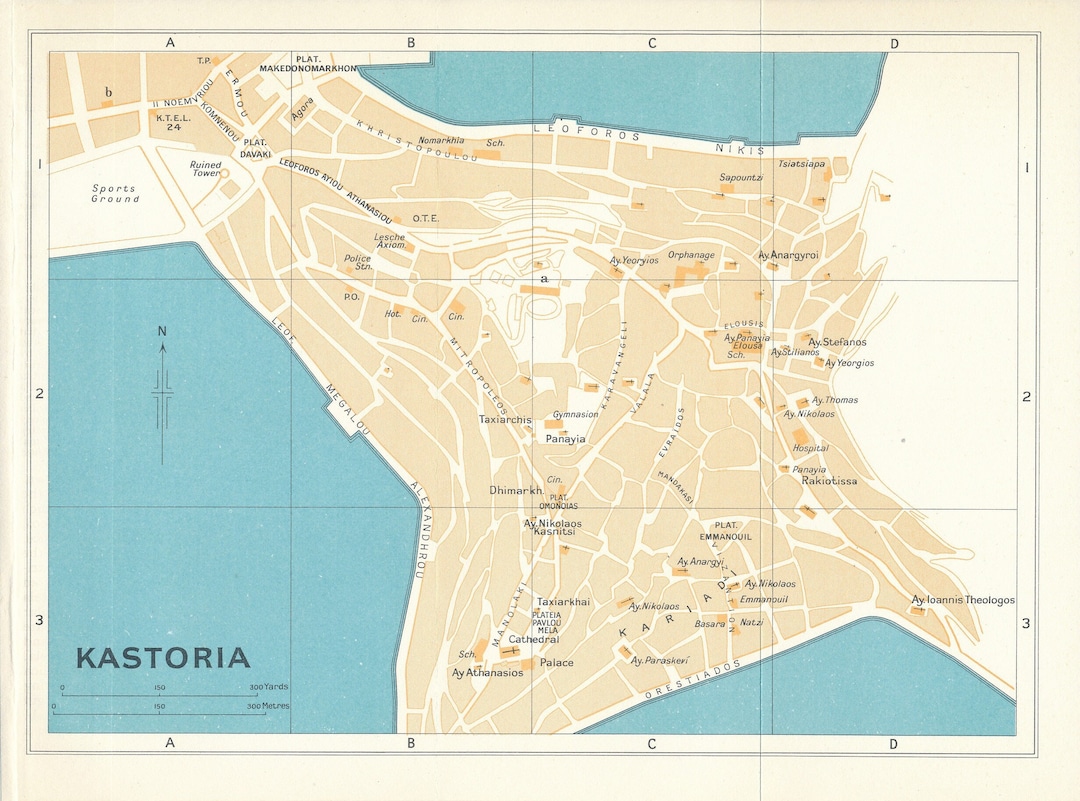 1967 Kastoria Greece Vintage Map - Etsy