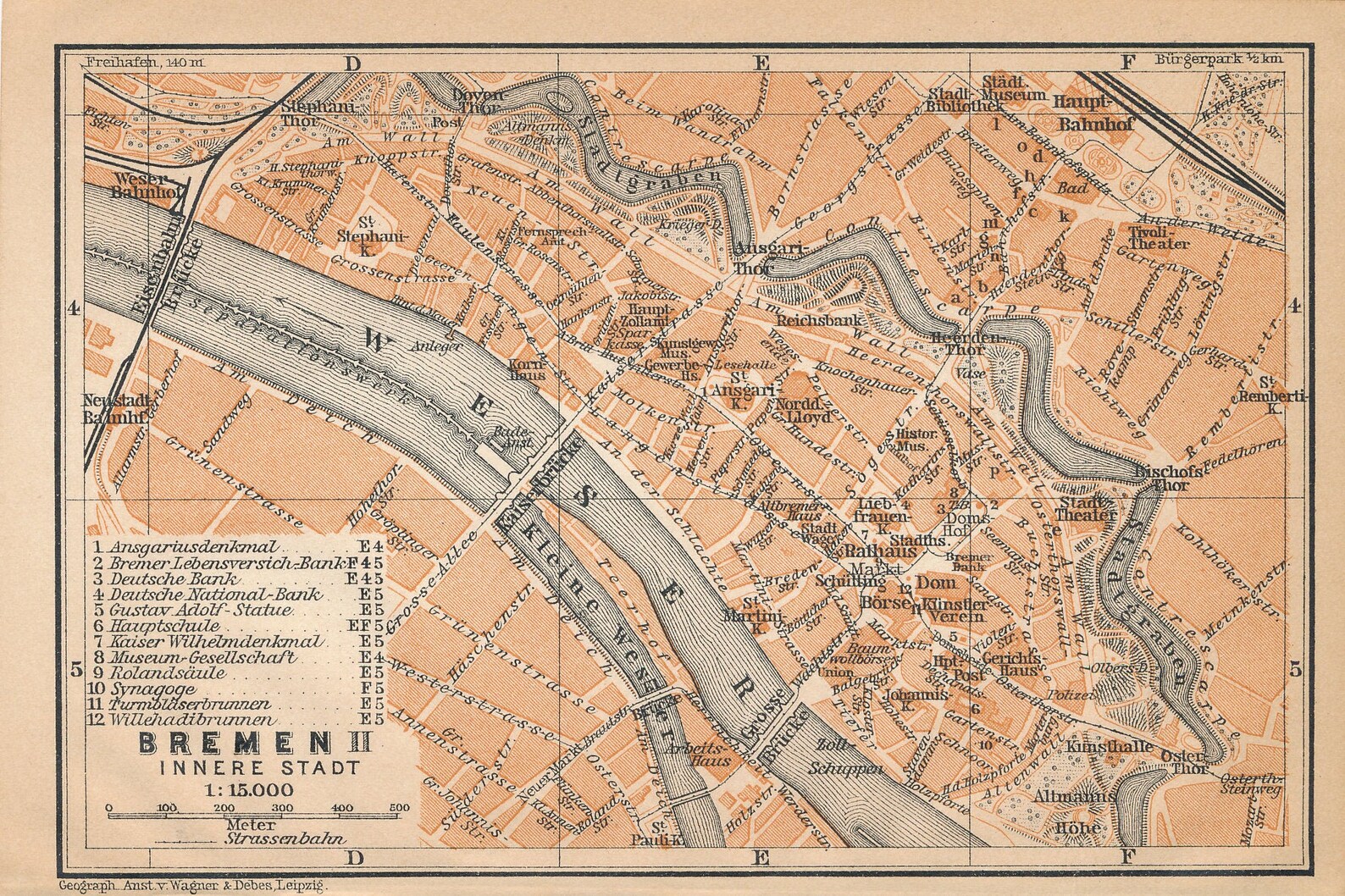 1910 Bremen Germany Antique Map - Etsy