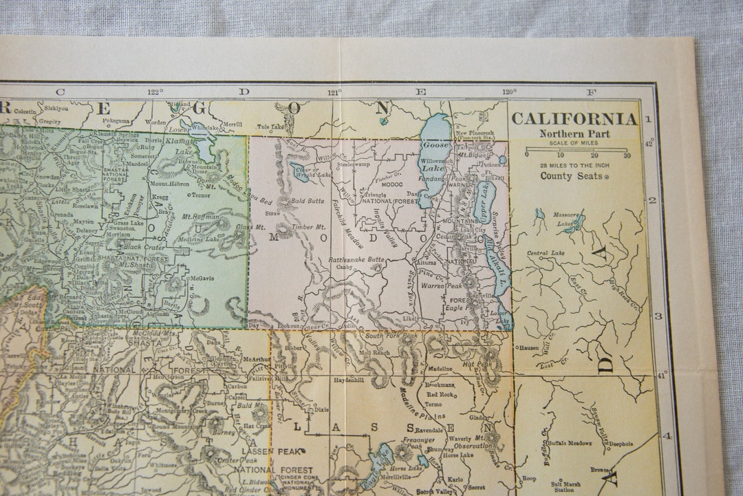 1925 Northern California Antique Map - Etsy