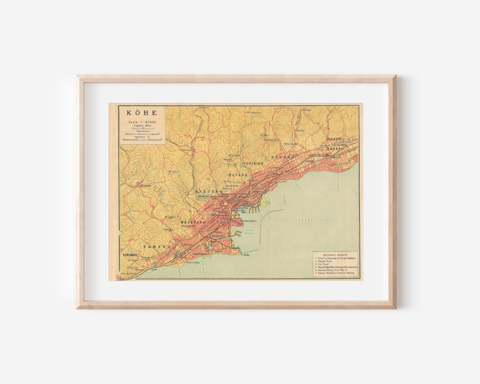 1952 Kobe Japan Antique Map - Etsy