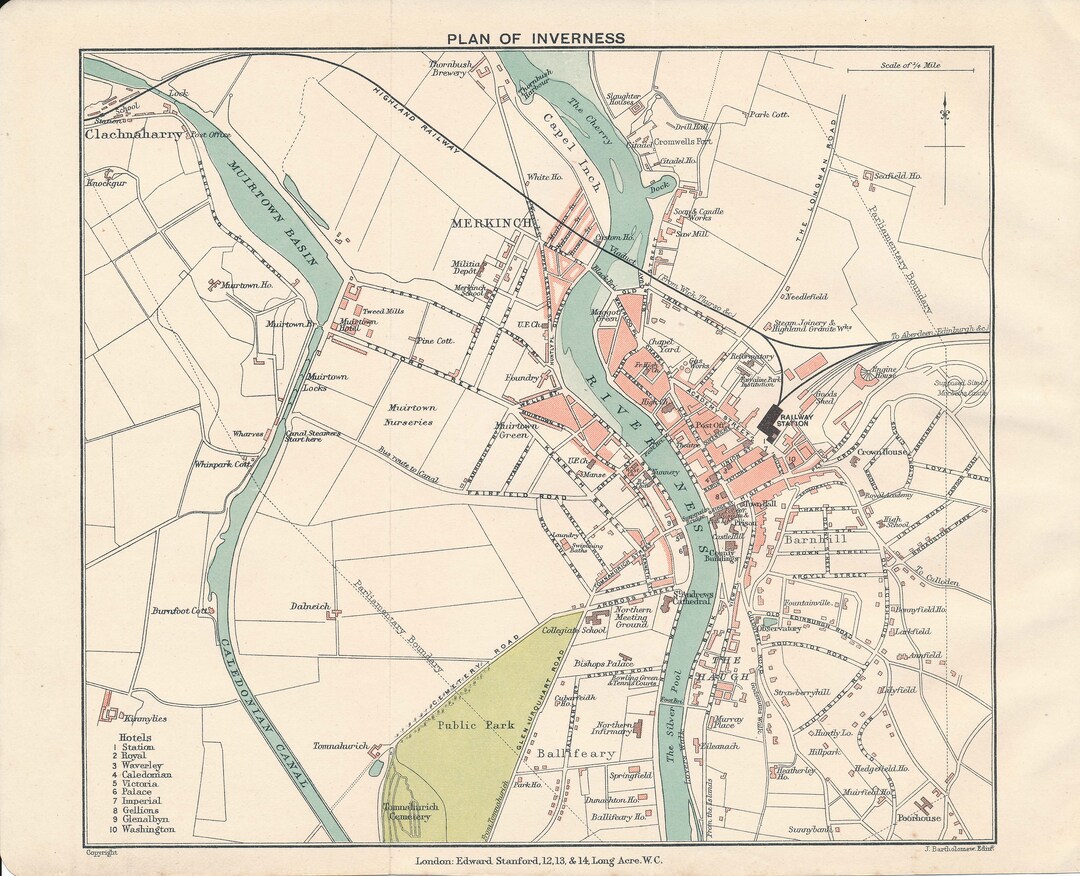 1903 Inverness Scotland Antique Map - Etsy