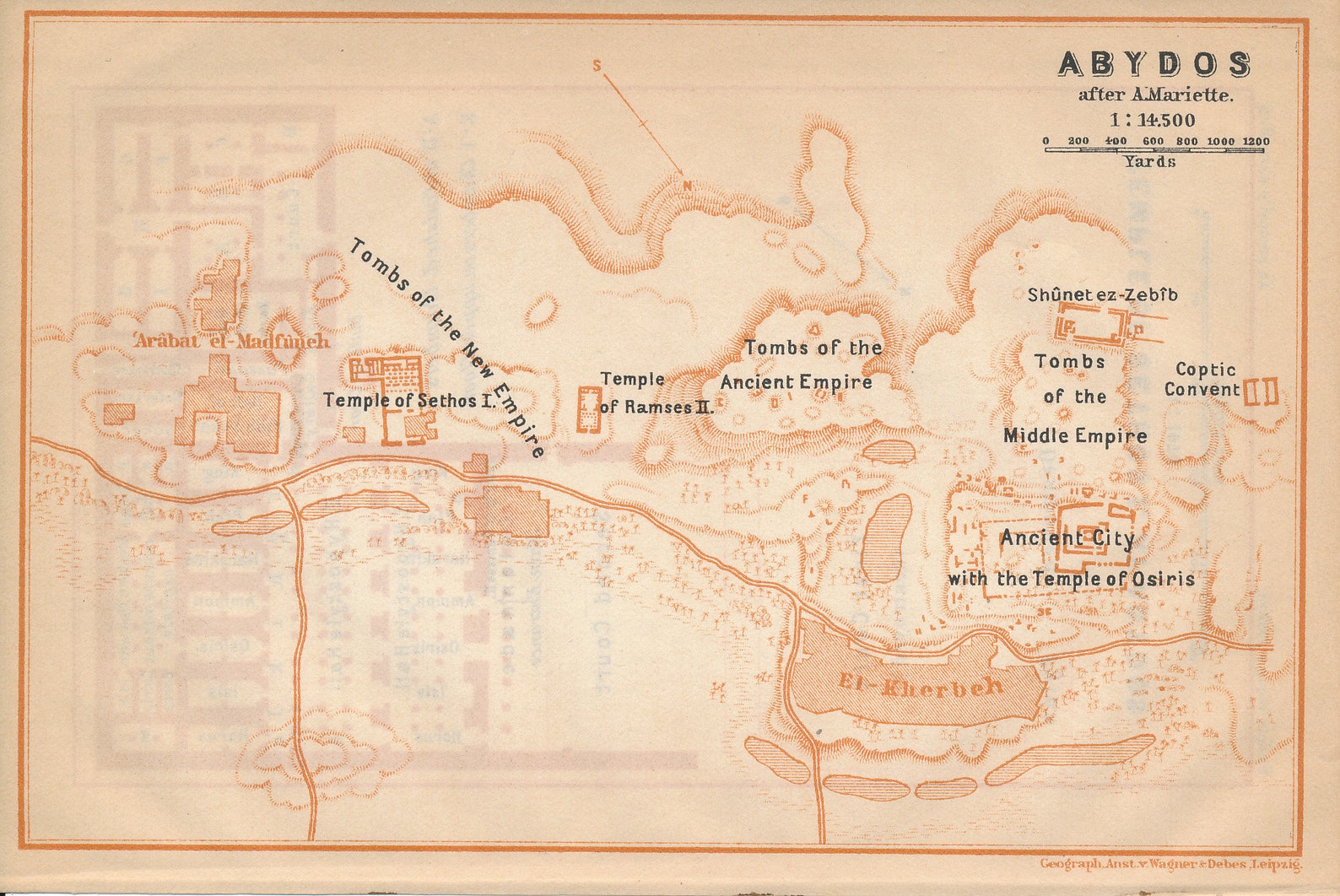 1914 Abydos Egypt Antique Map | Etsy