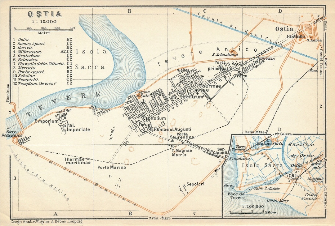 1928 Ostia Italy Antique Map - Etsy