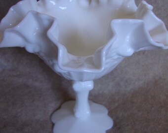 Indiana Glass Compote, White Milk Glass Compote, White Milk Glass ...