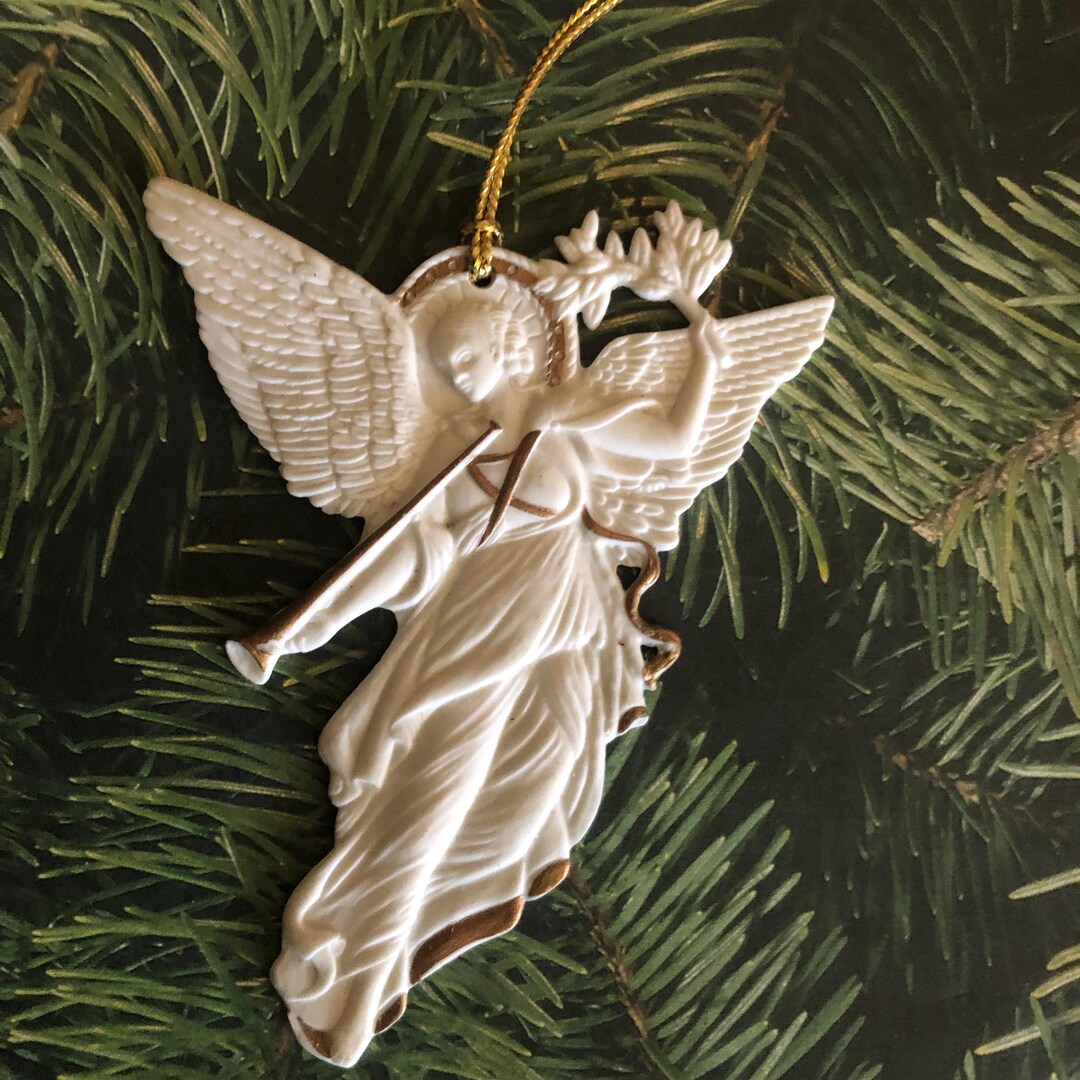 Wedgwood Christmas Ornament Angel With Trumpet - Etsy