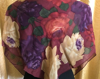 Vintage Silk Scarf Halston, Technique Roulottage. Multicolored Scarves ...