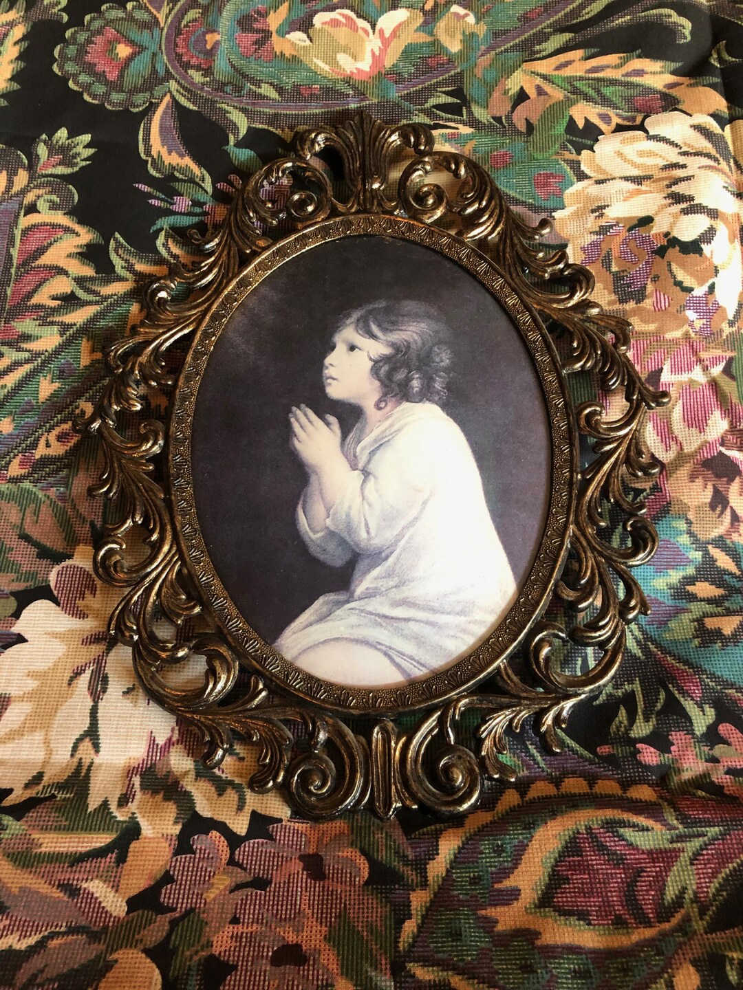 Italian Vintage Praying Child Picture - Etsy