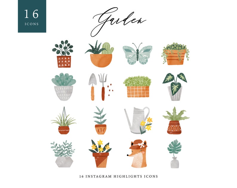 Garden Instagram Story Highlight Icons, Plants IG Icons, Succulent Hand ...