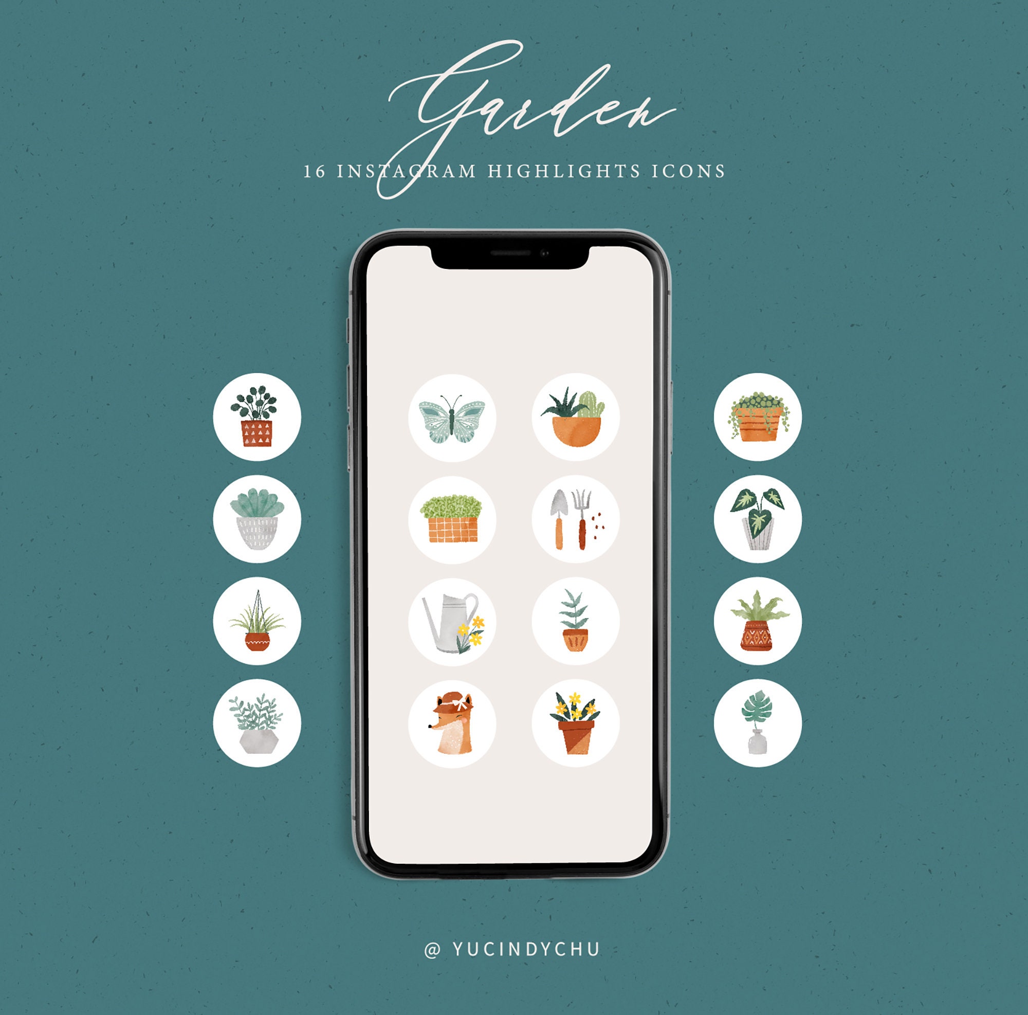 Garden Instagram Story Highlight Icons, Plants IG Icons, Succulent Hand ...