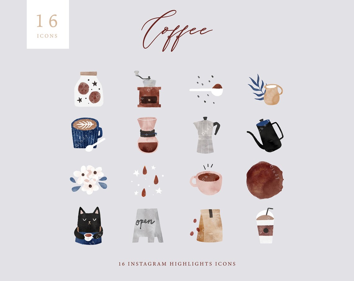 Cafe Instagram Story Highlight Icons, Coffee IG Icons, Shop Hand ...
