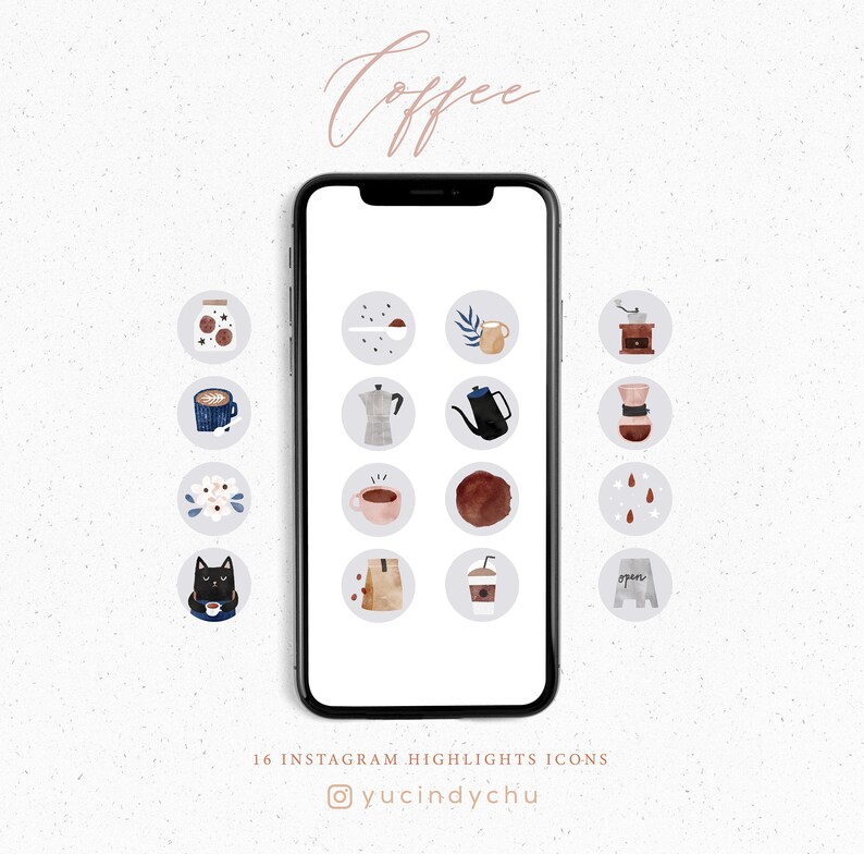 Cafe Instagram Story Highlight Icons, Coffee IG Icons, Shop Hand ...