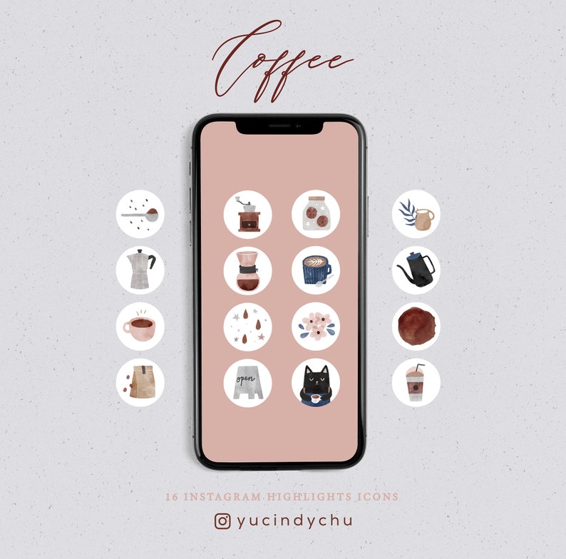 Cafe Instagram Story Highlight Icons, Coffee IG Icons, Shop Hand ...