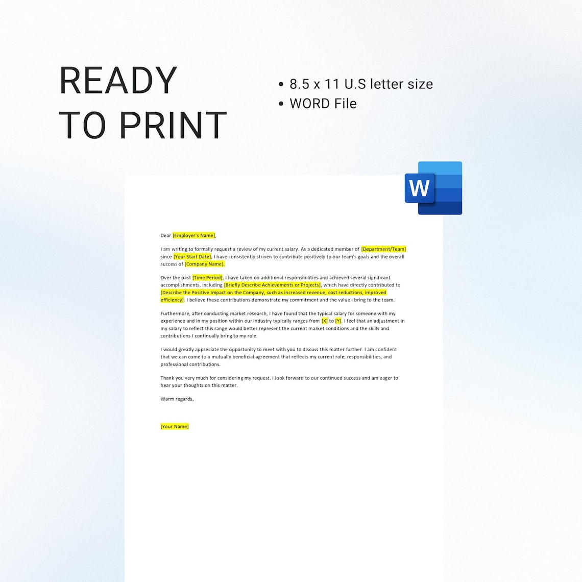 Editable Salary Increase Request Letter Template (instant Download) - Etsy