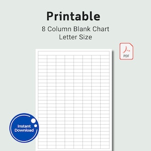 Printable 8 Blank Columns Chart Text Input Print and Write-in Chart ...