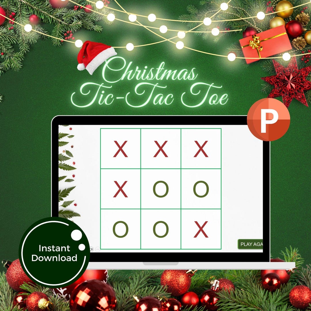 Christmas Tic Tac Toe Virtual Christmas Game, Zoom Christmas Party Game ...