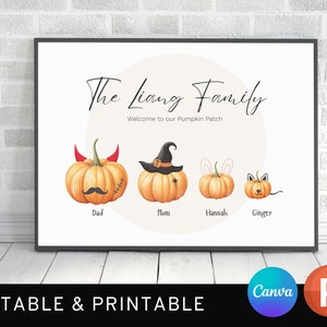 Family Pumpkin Patch Print, Halloween Fall Wall Decor Autumn, Print ...