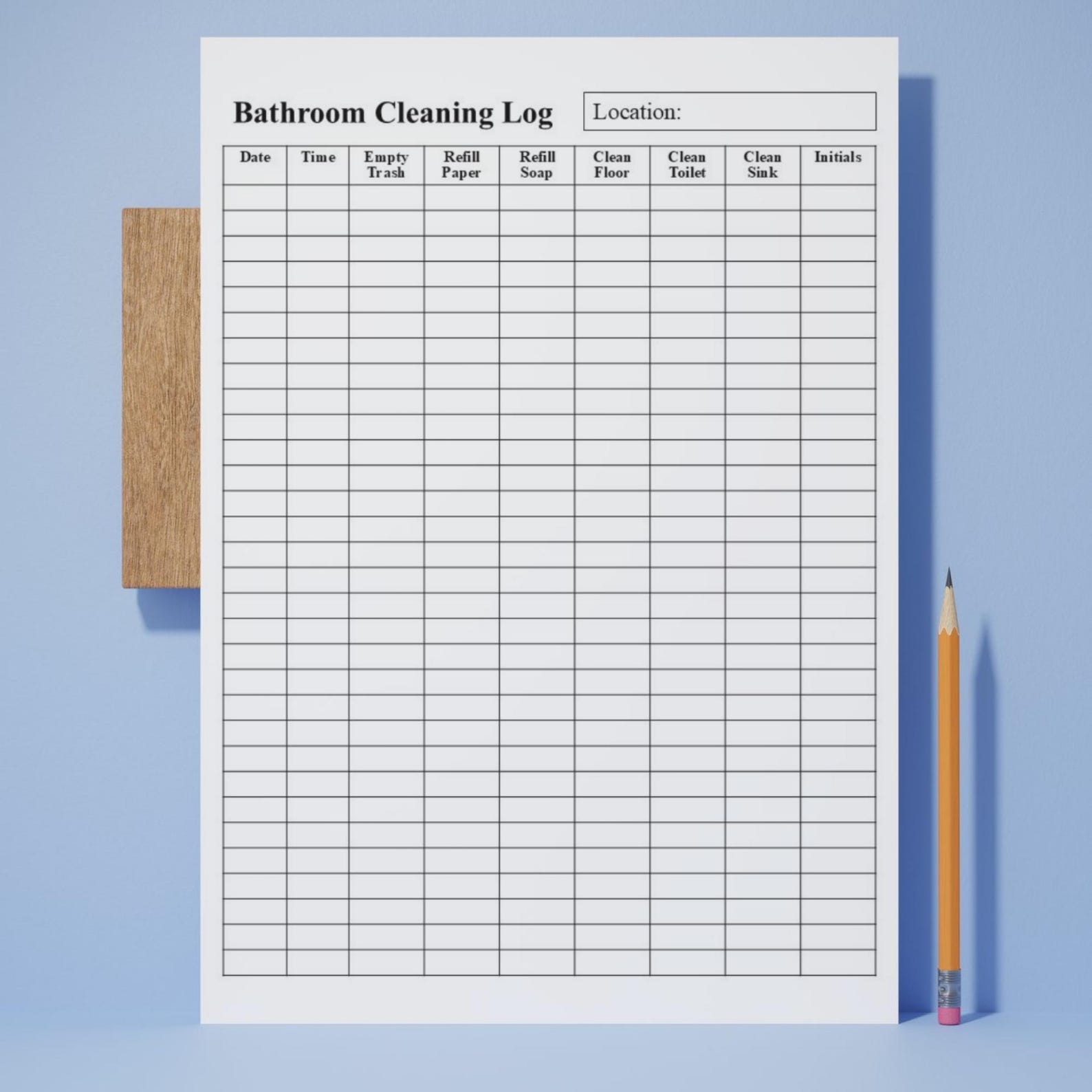 Printable Restroom Cleaning Log Bathroom Cleaning Log Bathroom ...