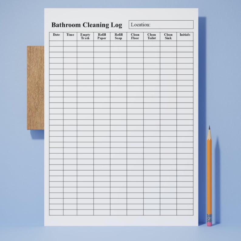 Printable Restroom Cleaning Log Bathroom Cleaning Log Bathroom ...