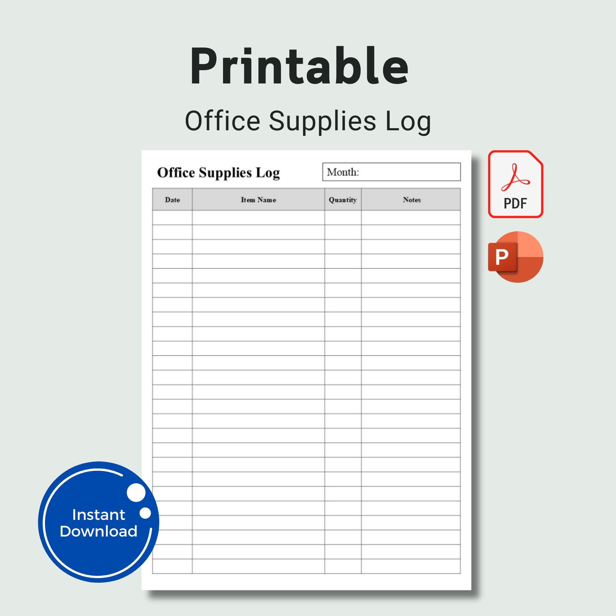 Printable Office Supplies Log Checklist, Office Supplies Checklist ...