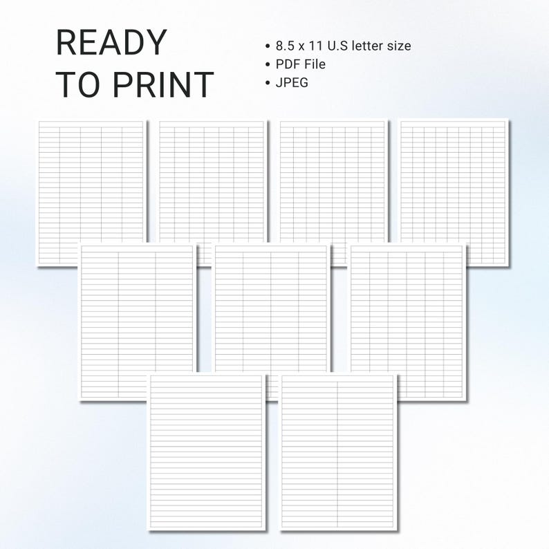 Printable Blank Columns Charts With Header One, Two, Three, Four, Five ...