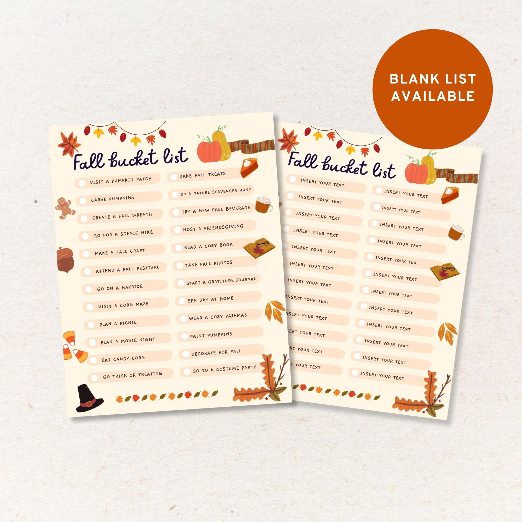Fall Bucket List for Family, Printable Fall Bucket List, Editable ...