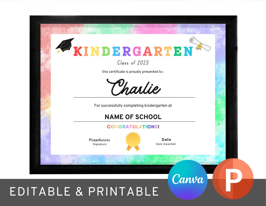 Editable Kindergarten Graduation Certificate, Last Day of School ...