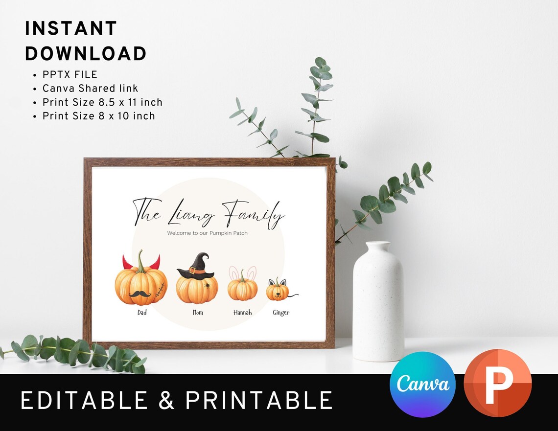 Family Pumpkin Patch Print, Halloween Fall Wall Decor Autumn, Print ...
