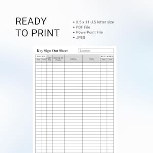Printable Key Sign Out Sheet: Key Control Log (PDF, Powerpoint, JPEG ...