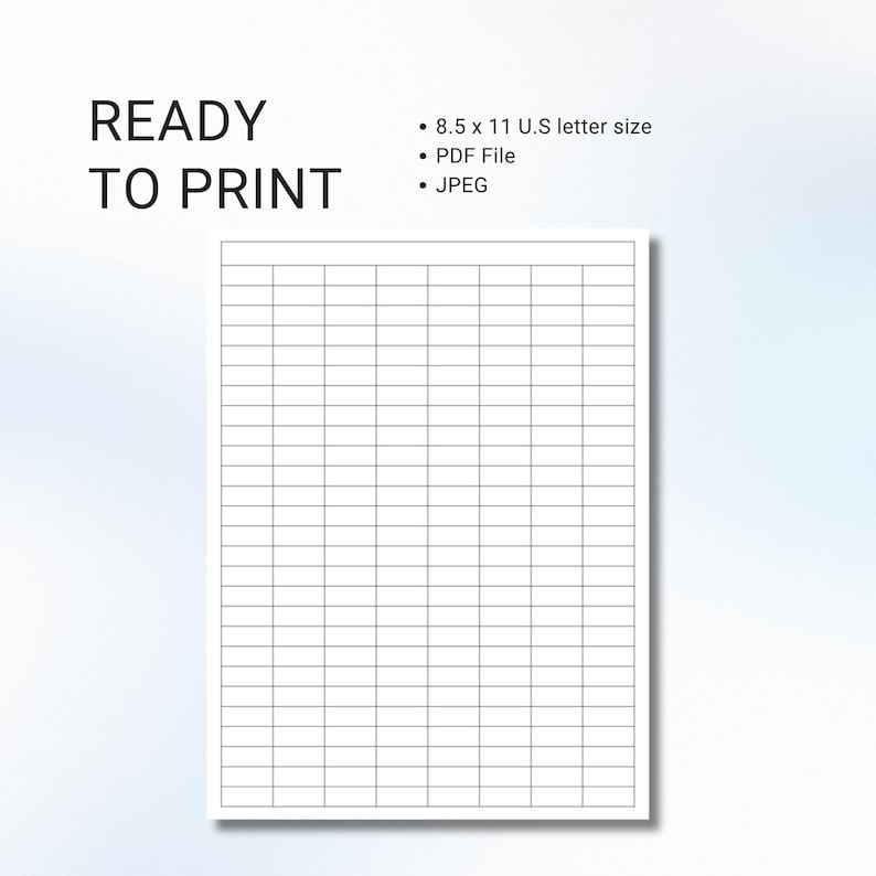 Printable 8 Blank Columns Chart Text Input Print and Write-in Chart ...