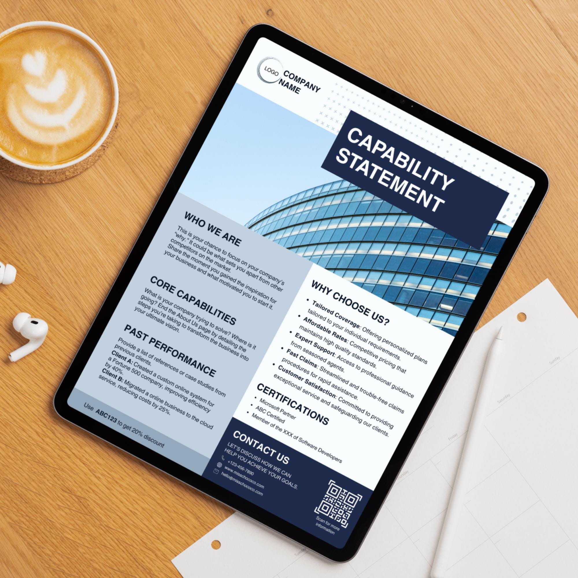 Editable Capability Statement Template: Corporate Flyer (canva, PDF) - Etsy