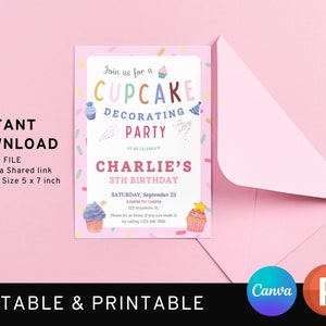 Editable Cupcake Birthday Invitation Card Printable Sweet - Etsy