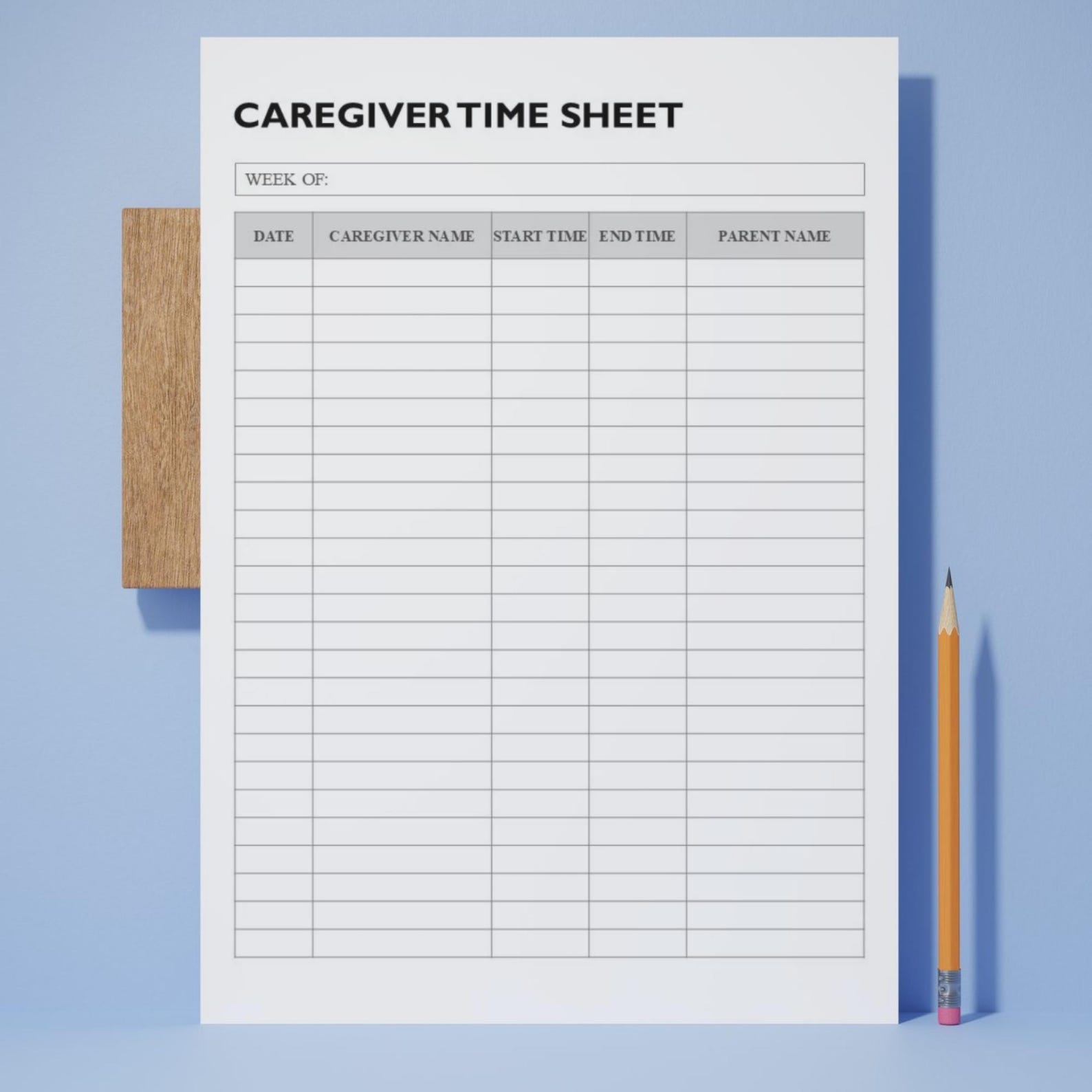 Printable Caregiver Timesheet: Home Health Care Hour Tracker, Caregiver Timecard Checklist (PDF ...
