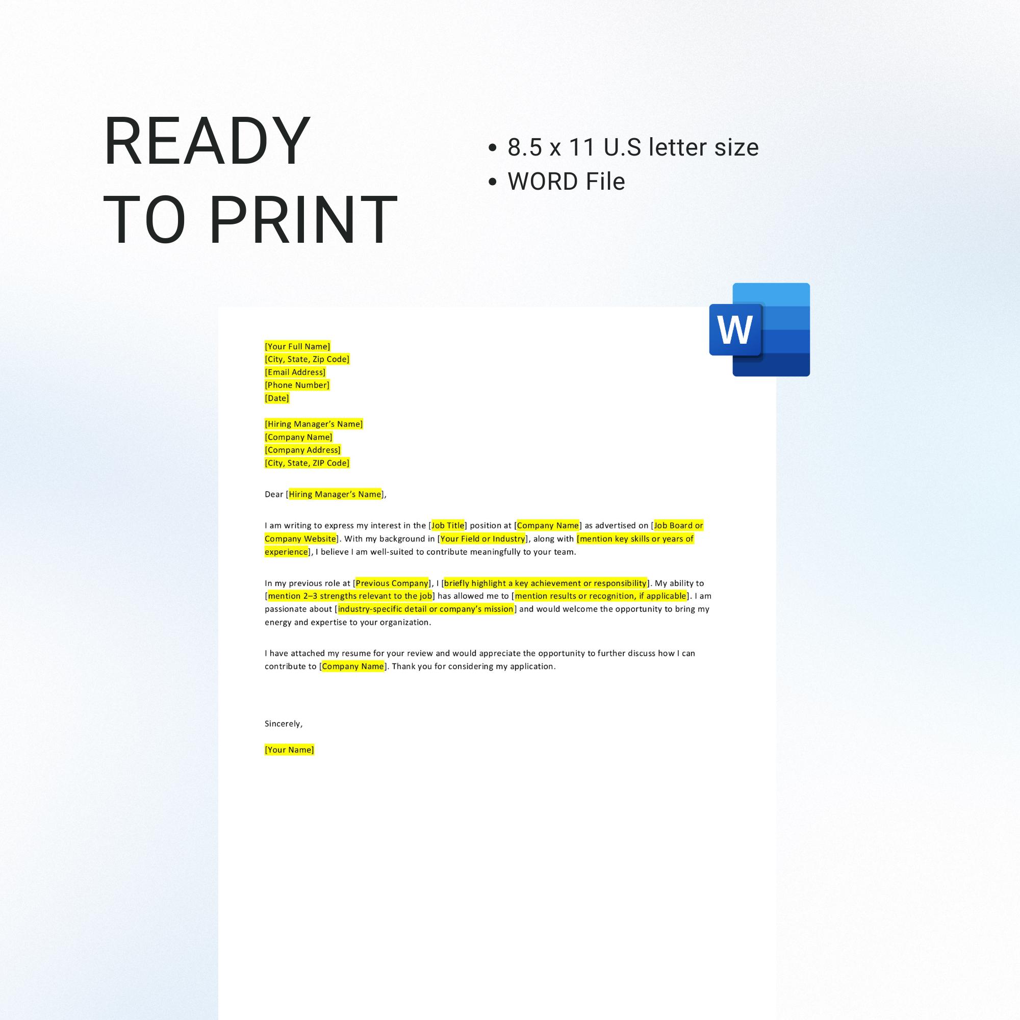 Editable Resume Cover Letter, Cover Letter Template, Editable Cover ...