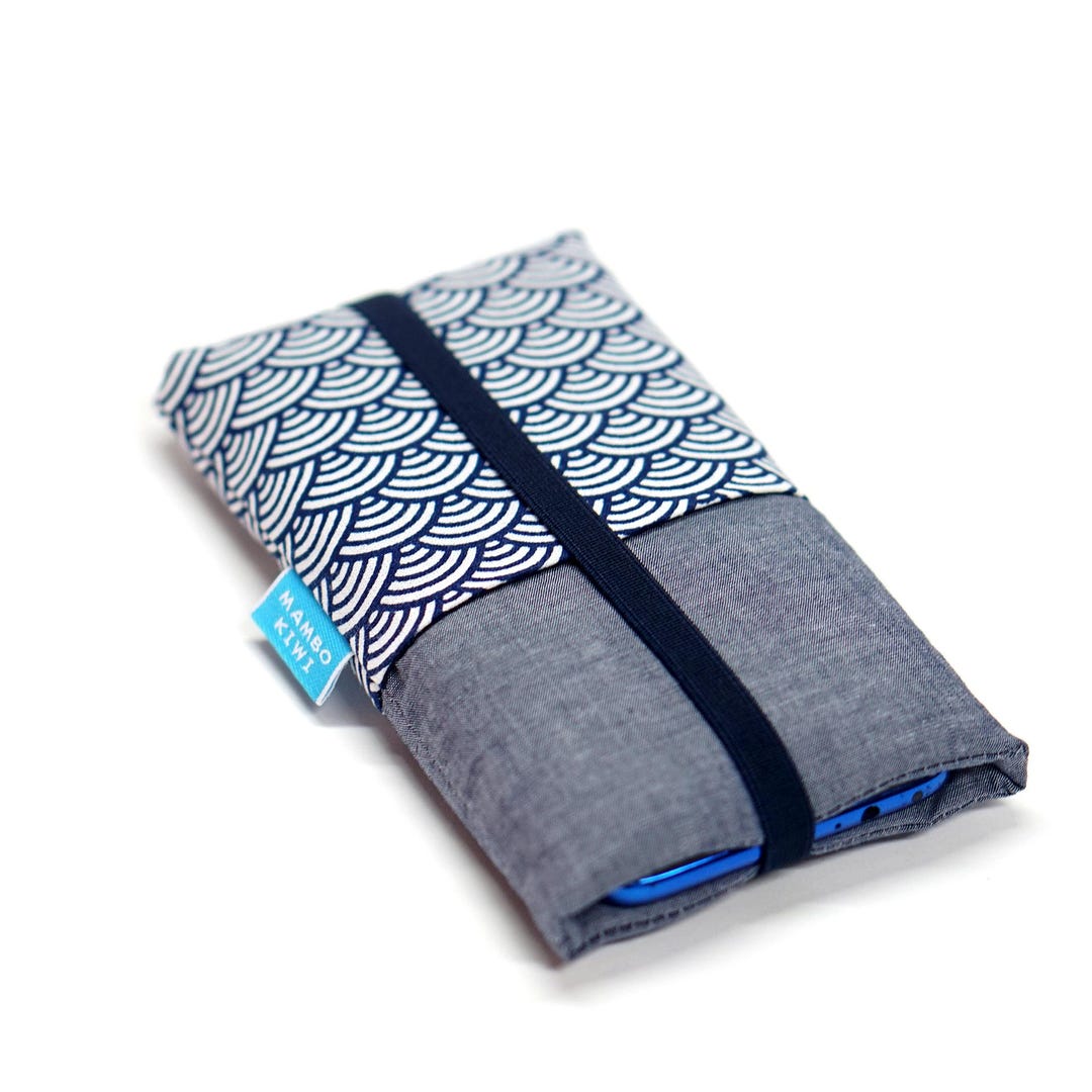 Padded Phone Case for All Cellphone Models in Japanese Fabric With Blue ...