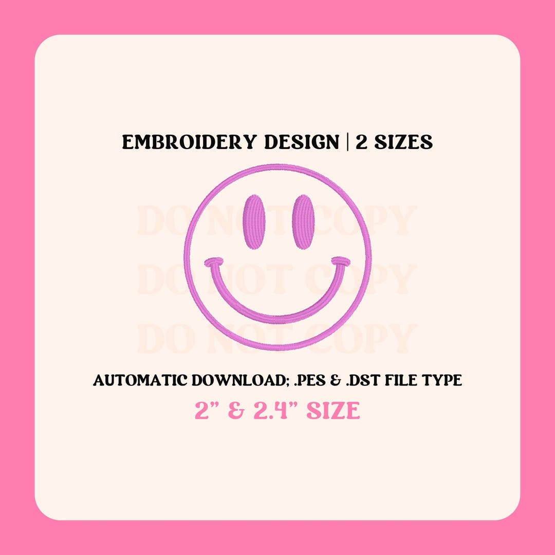 Trendy Smiley Face Embroidery Design (digital Download) - Etsy