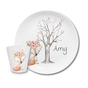 Children's Dishes Set With Name Fox Hipsterkidsde - Etsy