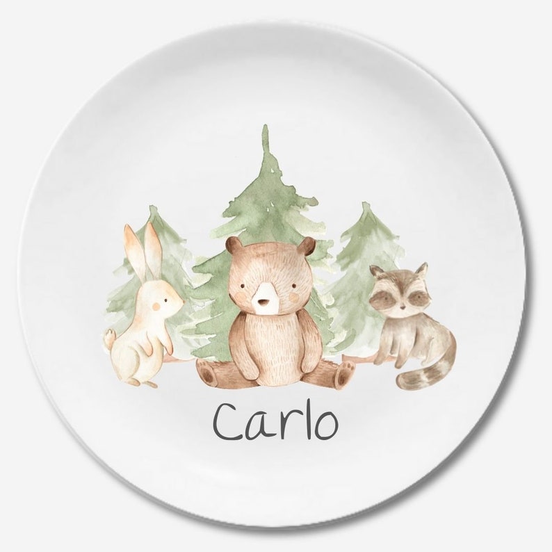 Children's Dishes Set With Name Forest Animals - Etsy
