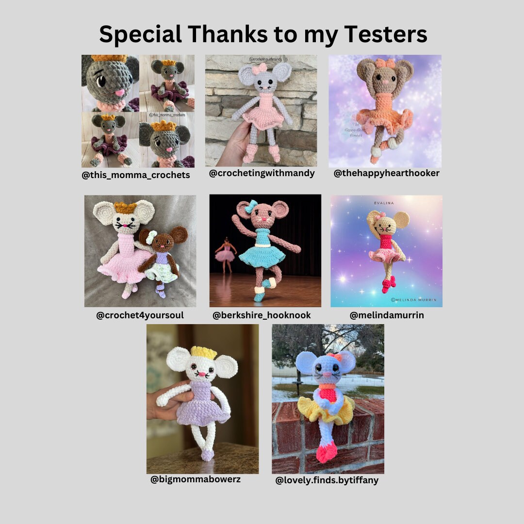 Evalina Crochet Pattern ballerina Mouse Digital File - Etsy