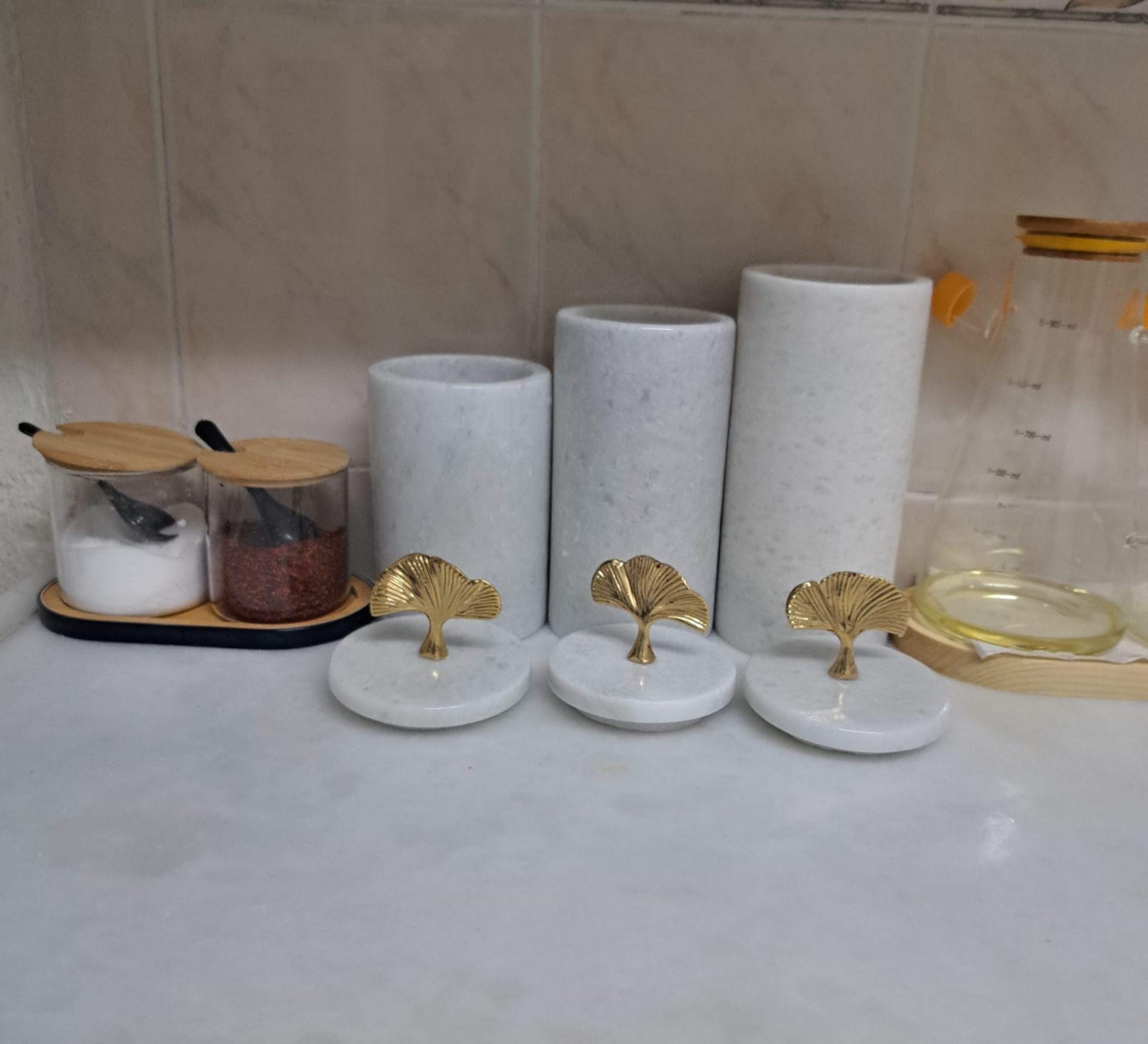 Set of 3 Round Marble Jars - Etsy