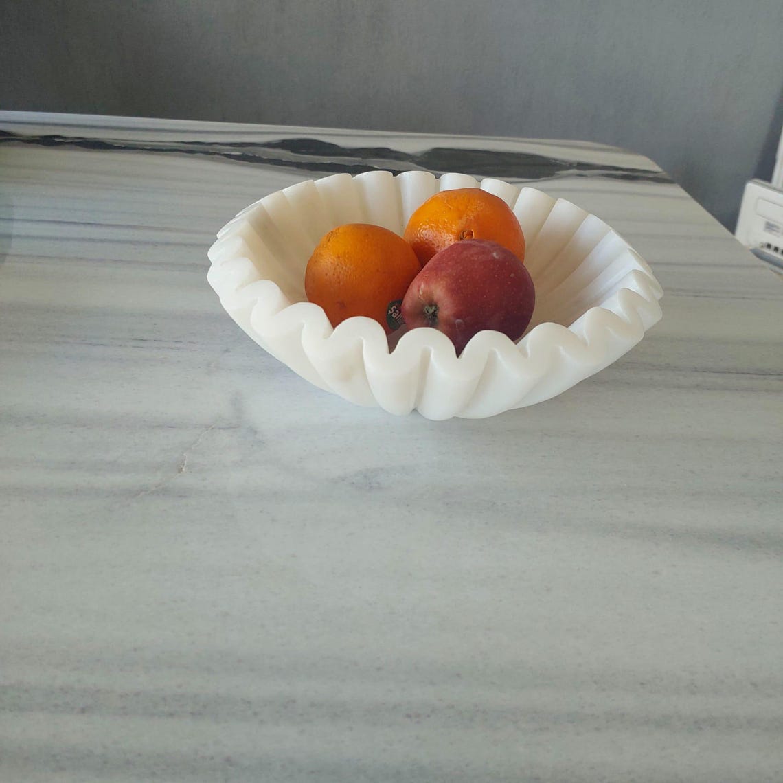 Handcrafted Marble Ruffle Bowl: Antique Scallop Fruit Dish - Etsy
