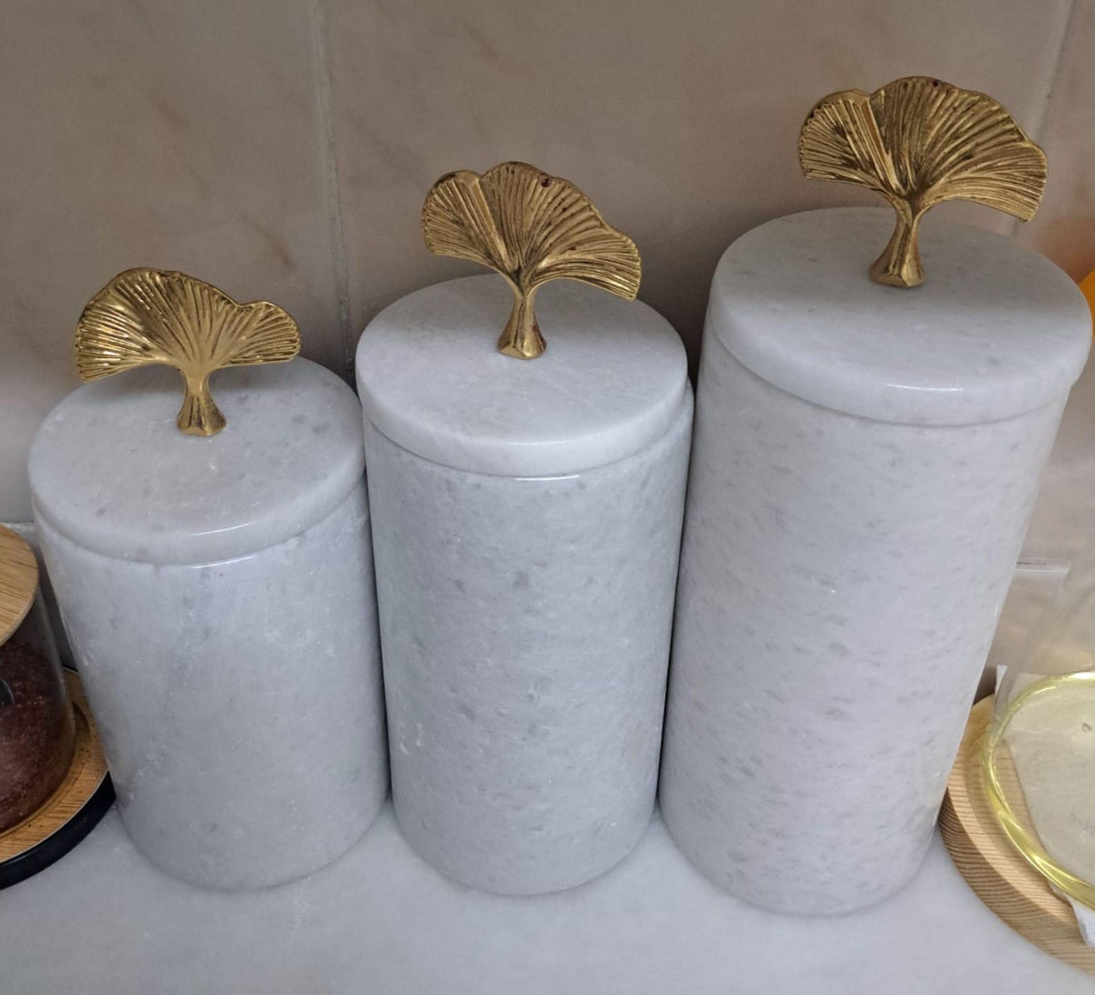 Set of 3 Round Marble Jars - Etsy