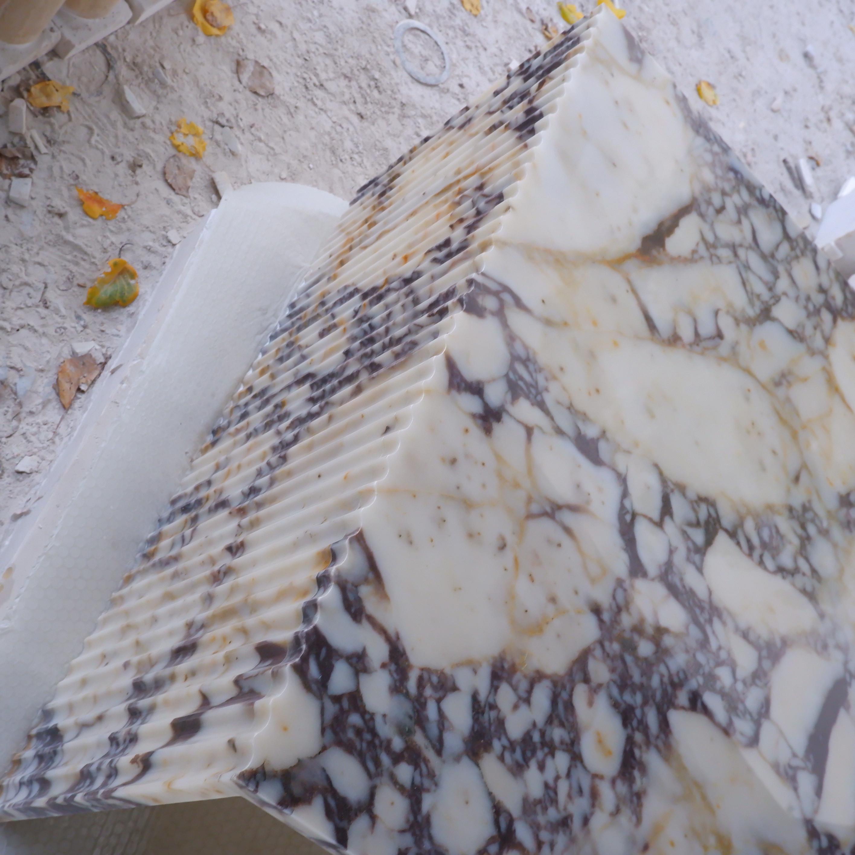 Calacatta Menekse Marble Coffee Table, Hand Carved Natural Stone ...