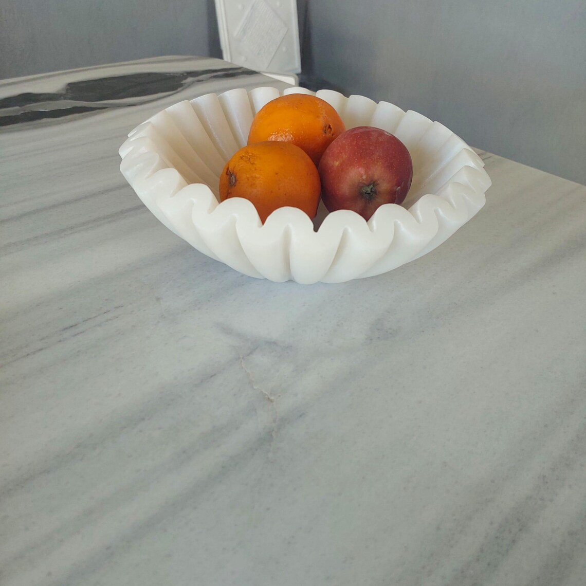 Handcrafted Marble Ruffle Bowl: Antique Scallop Fruit Dish - Etsy